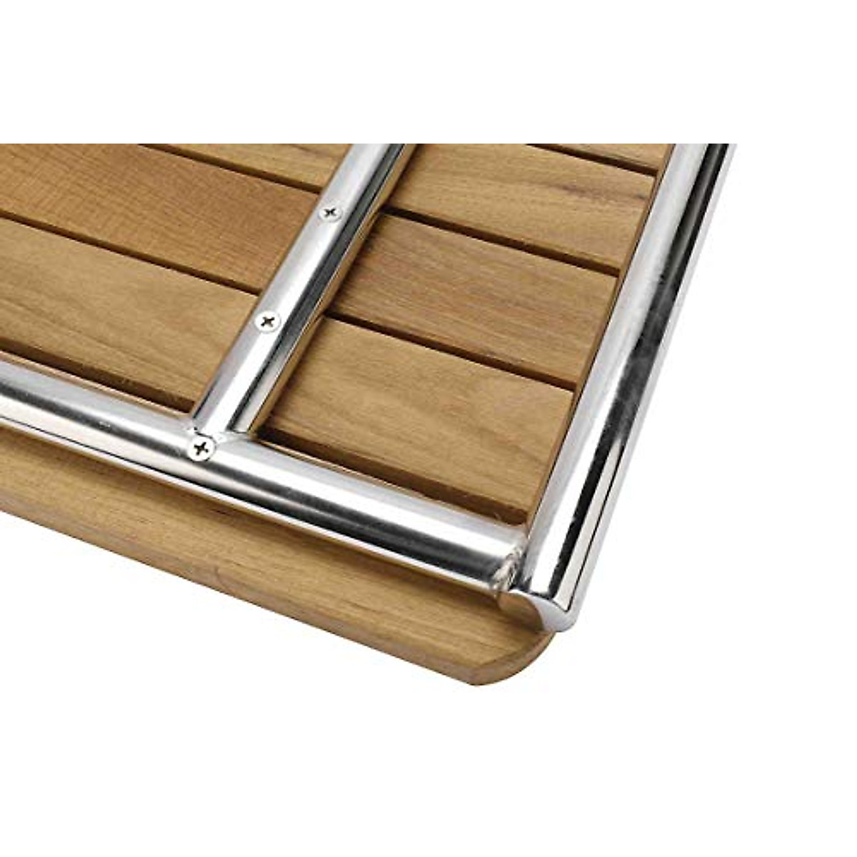 HYDDNice 26"x16" Wall Mounted Teak Folding Shower Seat Bench Bathroom Stool Solid Wood Fold Down & 316 Stainless Steel Accessories