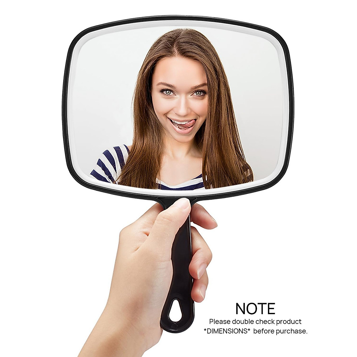 OMIRO Hand Mirror, Large Black Handheld Mirror with Handle, 10.3" L x 7.4" W