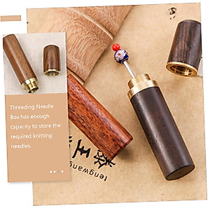 EXCEART 4Pcs Sandalwood Storage Box Wooden Needle Holder Crochet Hook Holder Yarn Needle Wooden Crafts Wood Crafts Sewing Needles Holder Needle case Sewing Tool Storage bin Mahogany