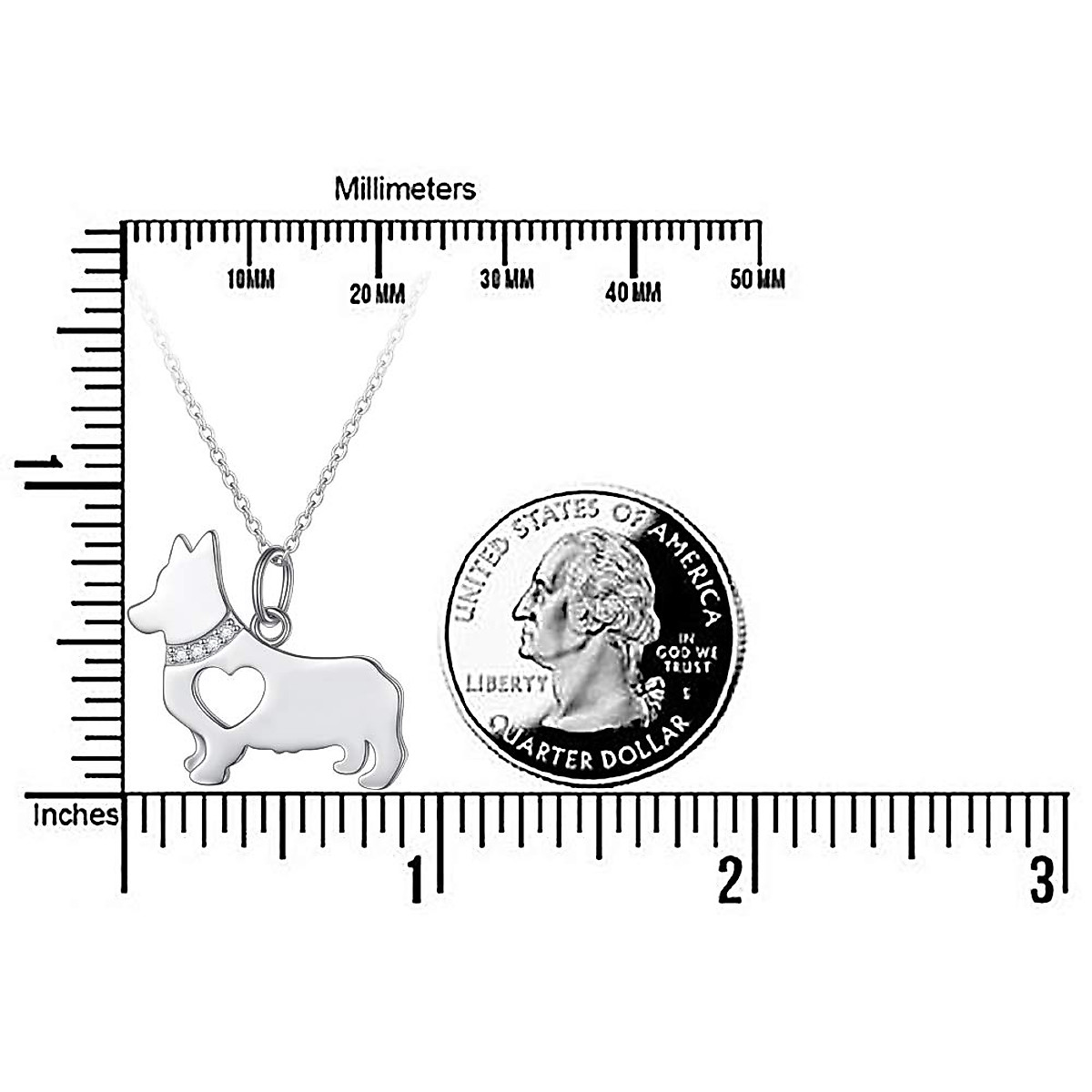 FLYOW 925 Sterling Silver Hollow Heart Corgi Dog Pendant Necklace Jewelry for Women Corgi Lover Gifts,18" (Corgi Necklace)