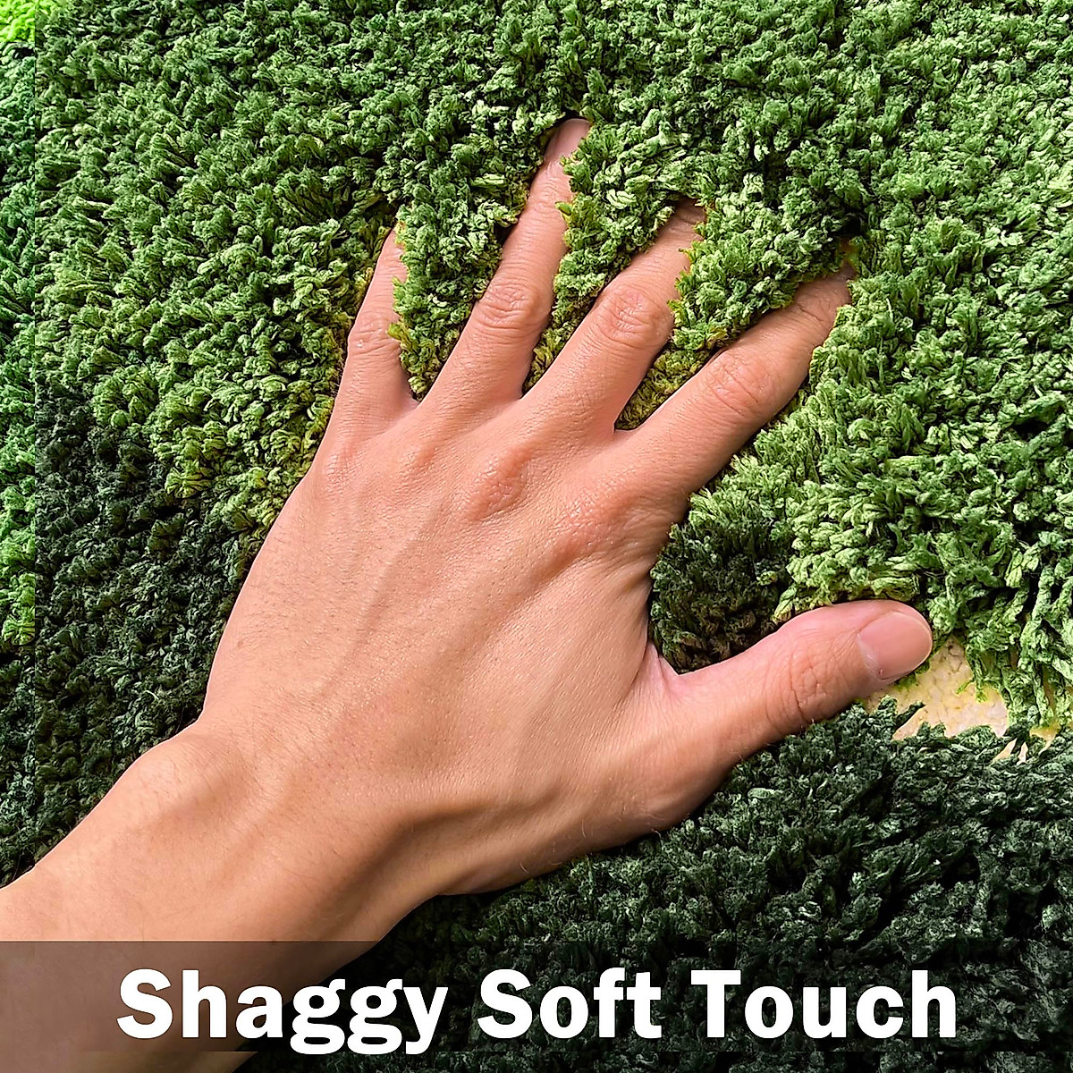 THRILRUG 20x35 Inch 3D Moss Rug,Shag Carpet Leaf Area Bathroom Rugs Non Slip Bath Mat Tufted Rug,Ultra Soft Washable Children Play Plant Leaves Shaped Kids Pets Floor Mat for Bedroom,Living Room Green