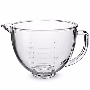 Glass Mixing Bowl 5 QT, Mixing Bowl for KitchenAid 4.5 and 5 Quart Tilt-Head Stand Mixers, Stand Mixer 5 Quart Fits Artisan KSM150, RRK150, KSM100, K45SS, KSM90, KSM95, K45, KSM110, 5KSM125 and More