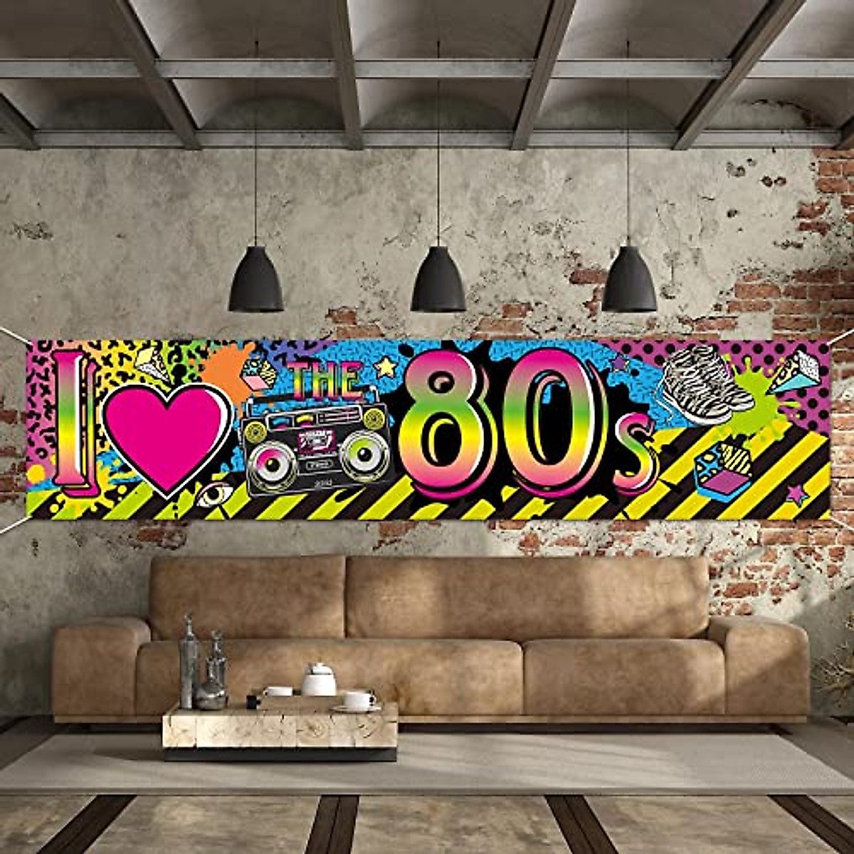 80s Party Decorations I Love 80s Banner, 1980s Hip Hop Sign Backdrop Photo Booth Birthday Party Supplies, 70.8 x 15.7 Inch