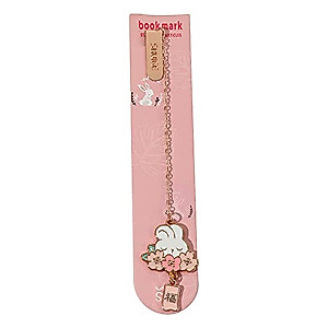 WEISHA Pendant Bookmark 1PC Metal Bookmark Romantic Sakura Rabbit Alloy Chain Pendant Bookmark Marker of Page Stationery School Office Supplies(D)