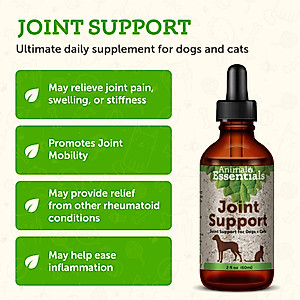 Animal Essentials Joint Support for Dogs & Cats- Joint Supplement, Liquid Joint Formula, Glucosamine, Organic Herbs, Veterinarian Recommended- 2 Fl Oz