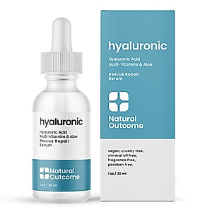 Natural Outcome Hyaluronic Acid Serum for Face | Anti-Aging Facial Serum with Vitamin b5 | Reduces Fine Lines and Wrinkles | Moisturizing and Hydrating Rescue Repair Skin Care Serum | 1 Oz