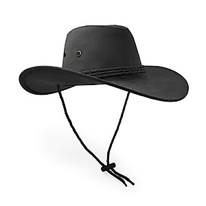Cowboy Hat, Sun Hat Faux Felt Leather Suede Travel Cap Western Hat Outdoor Sun Protect Black