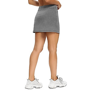 LouKeith Tennis Skirts for Women Golf Athletic Activewear Skorts Mini Summer Workout Running Shorts with Pockets Light Gray S