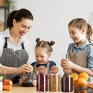 3 Pcs Glass Jar Storage Container with Ball Cork Decorative Round Organizer Bottle Sealed Canister Jar with Airtight Seal Wooden Lid for Food Coffee Bean Candy Biscuits Spice(800 ML/ 27 Oz)
