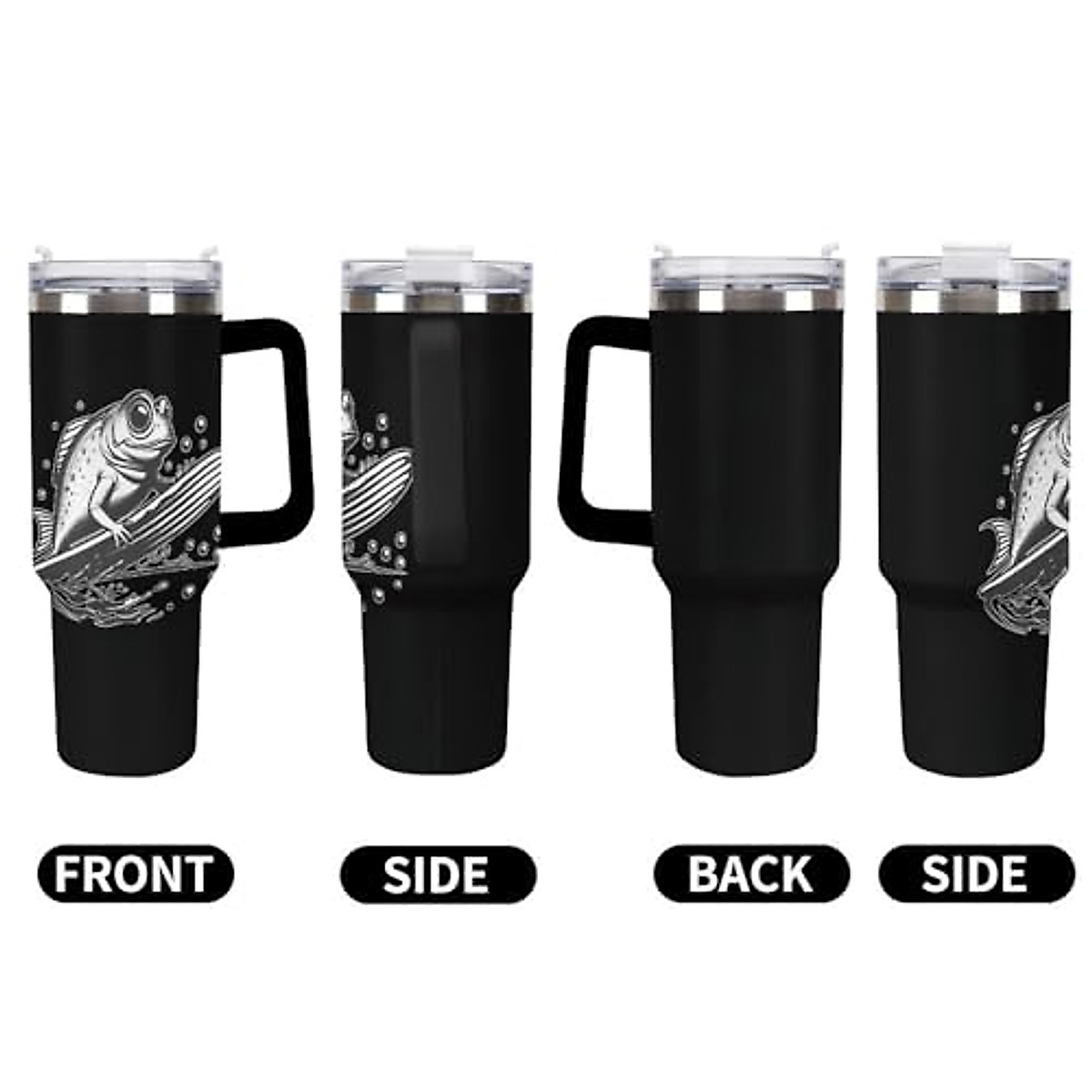 Mudskipper Is Surfing Tumbler with Handle Travel Mug Water Bottle Tea Coffee Cup Black-style