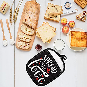 Spread The Love Hot Pot Holder Fun Pot Holder Oven Mitt Kitchen Gifts House Warming Gift (Spread The Love Black)