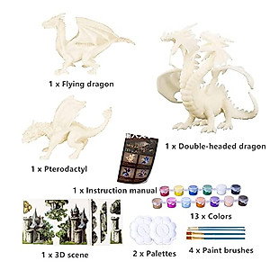 Dragon Toys Painting Art Kit, DIY Dragon Painting Kit, Arts and Crafts for Kids, Kids Art Set, Paint Your Own Kit, 3D Dragon Gift for Boys Girls