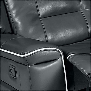 Homelegance Darwan 88" Leather Gel Double Reclining Sofa, Dark Gray
