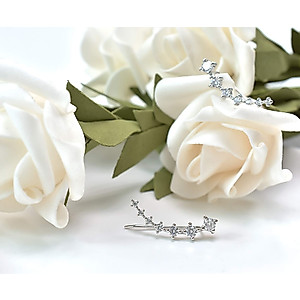 Earring for Women Cartilage 7 Crystals Ear Cuffs Hoop Climber S925 Sterling Silver Earrings with Cubic Zirconia CZ Hypoallergenic Piercing Gifts for Her