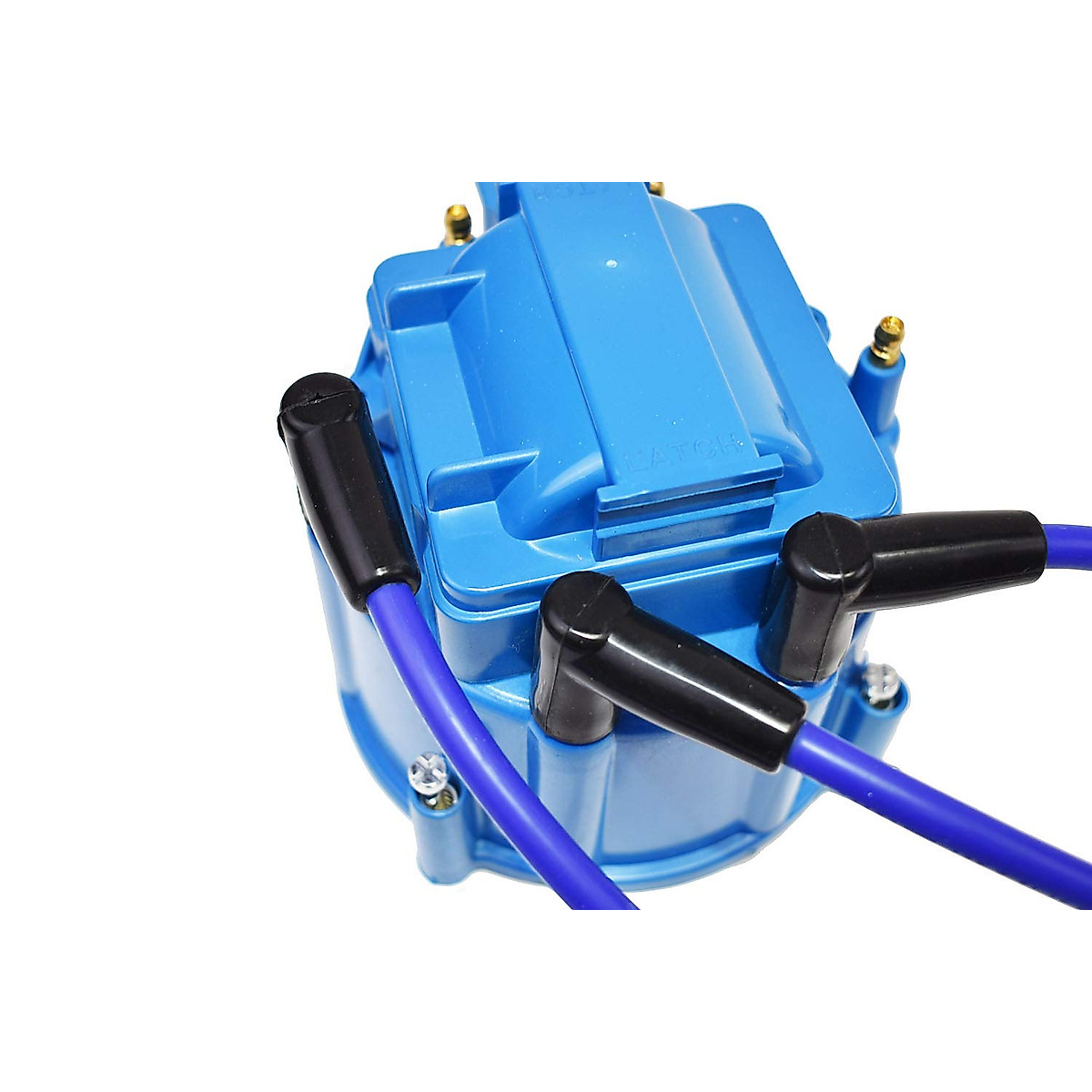 A-Team Performance - 8.0 mm Silicone Spark Plug Wires with Black 90-Degree Boot for HEI Distributor - Compatible with Ford Truck 6 Cylinder 250 300 4.9L Blue