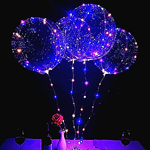 LED Light Up Bobo Baloons 10 Pack,20 Inches Clear Balloons 15 pcs for Helium Tank for Balloons at Home, Glow Bubble Ballons for Christmas Wedding Birthday Halloween Party Decoration
