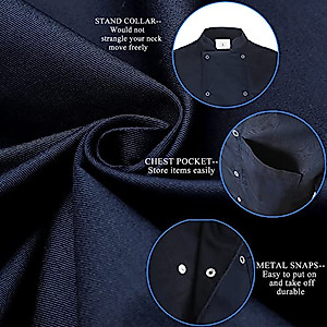 Men's Navy Metal Snaps Chef Coat Classic Kitchen Chef Work Uniform