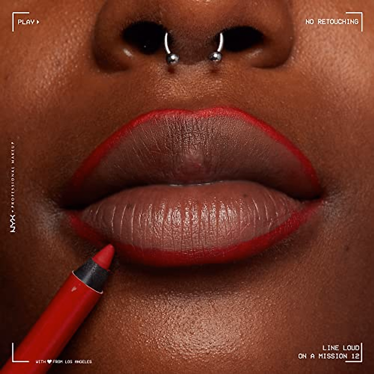 NYX PROFESSIONAL MAKEUP Line Loud Lip Liner, Longwear and Pigmented Lip Pencil with Jojoba Oil & Vitamin E - On A Mission (Blue Red)