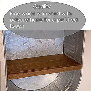 Galvanized Wash Tub with Shelves | Rustic Bathroom Décor | Farmhouse Rustic Bathroom Shelves | Bathroom Tub of Towels | Metal Wash Tub Cubby | Galvanized Shelf Wall