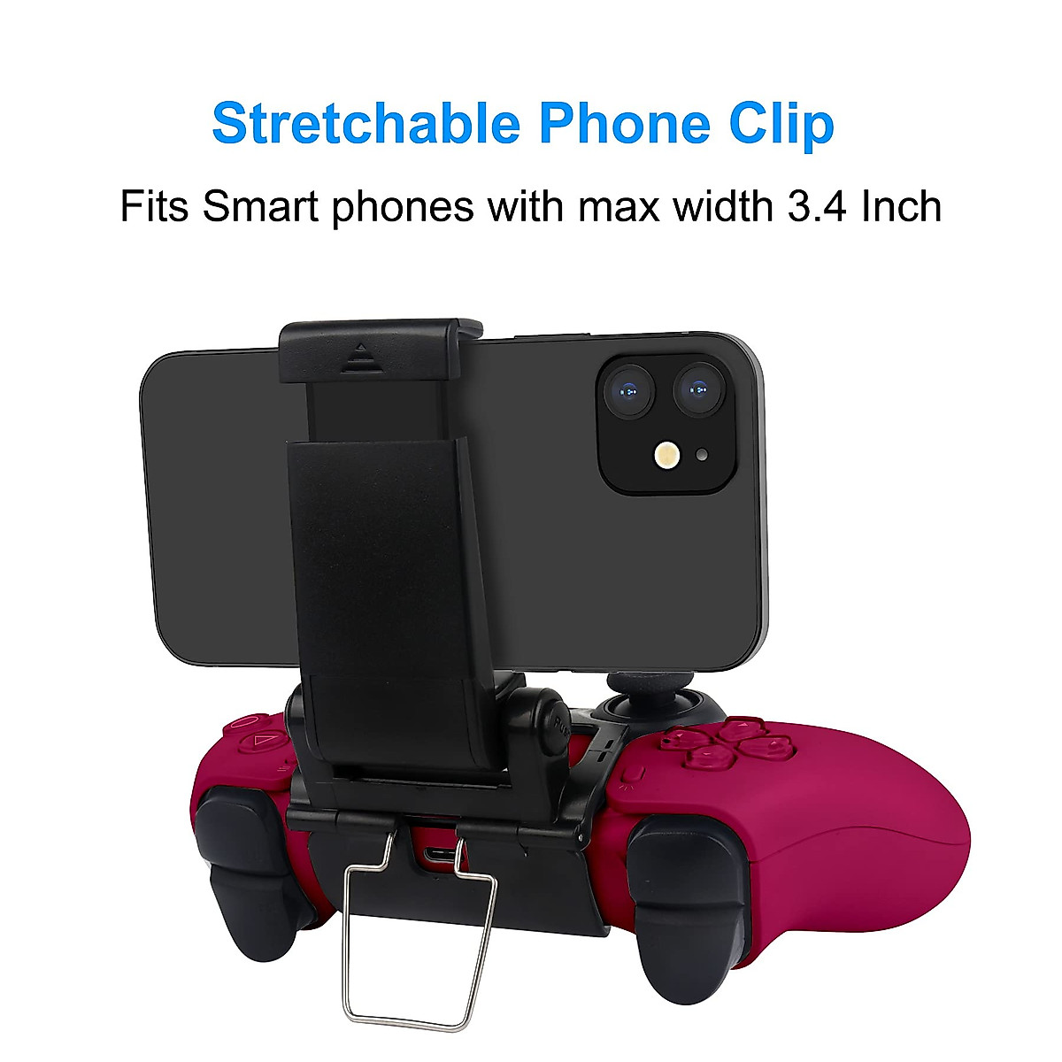2 Pack PS5 Controller Phone Clip Mount for Mobile Remote Play, Foldable Stand Holder Game Clamp Bracket Grip for DualSense 5 Controller Compatible with Smart Android/iOS Mobile Phones, Black