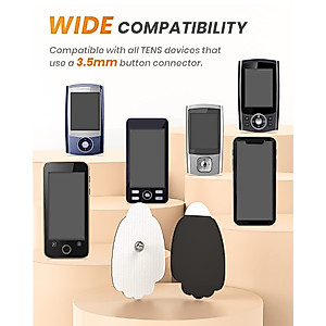 20-Pack TENS Unit Replacement Pads, Long-Lasting Snap Electrodes for 50 Times of Use per Pad, Latex-Free TENS Pads Set Compatible with TENS EMS Devices Using 3.5mm Button Lead Wires