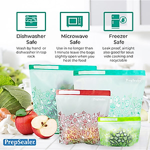PrepSealer Keep Food Fresh Longer Food Saving Reusable Bag (10 Pieces Variety (3 S, 3 M, 4 L))
