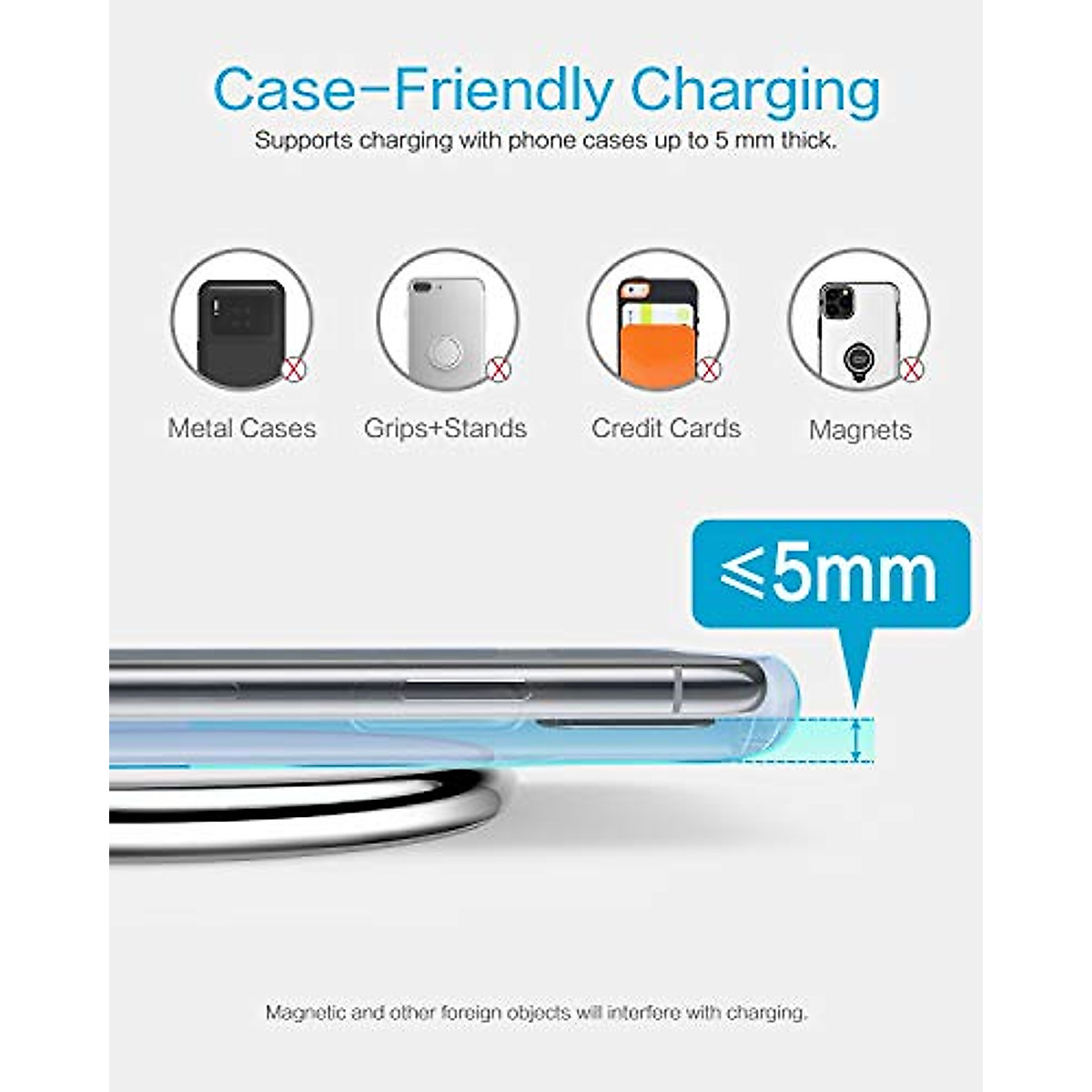 Fast Wireless Charger,Vebach Wireless Charging pad Compatible with iPhone 14/13/12 Pro Max/12/13/12 Mini/SE/11/11 Pro/XS/XR/8,Galaxy S20 S10 S9 S8, Note 10 Note 9 etc