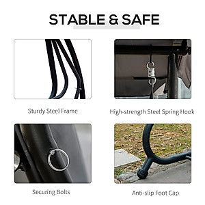 Outsunny 3-Seat Outdoor Patio Swing Chair, Converting Flatbed, Outdoor Swing Glider with Adjustable Canopy, Removable Cushion and Pillows, for Porch, Garden, Poolside, Backyard, Gray