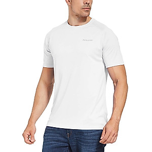 BALEAF Men's UPF 50+ Outdoor Running Workout Short-Sleeve T-Shirt White Size S