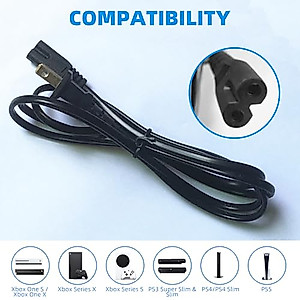 Parts Express Replacement AC Power Cord AC Power Cord for Xbox One S/X, Xbox Series X/S Sony PS4 2 Prong TV Power Cord Compatible for Printer, Monitor, Game Console DVR Chassis and Fans