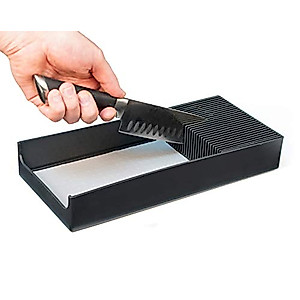 Plastic KNIFEdock - In-Drawer Knife Storage for your kitchen. Replace your knife block with a revolutionary product. Clear your counter top of clutter, and easily identify the desired knife. KNIFEdock