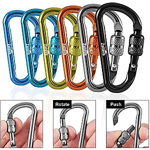 Zalava 6pcs 2”D-Clip Durable Locking Carabiner Keychain Clip,Keychain Clip Hook