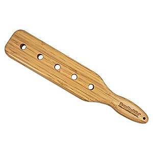 BamPaddle Bamboo Paddle - 1/2" Thick Wooden Rug Paddle with Airflow Holes, Light Weight and Super Durable with Attitude. Beautiful Smooth Finish & Chamfered Holes