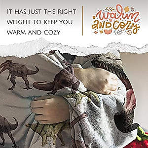 Dinosaur Blanket for Boys，Jurassic World Adults Dino Blanket，Soft Cozy Warm Throw Fleece Blanket for Couch Sofa Bed (Dinosaurs White, 60" L x 50" W)