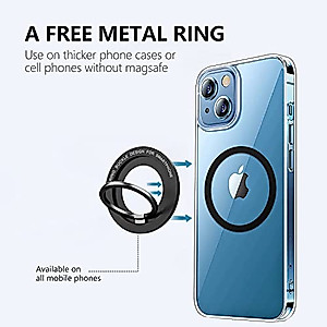 Wannap Magnetic Phone Grip Kits, Magnetic Phone Ring Holder, Adjustable & Removable Kickstand, for iPhone 13/Pro/Mini/Pro Max, iPhone 12/Pro/Mini/Pro Max, Glaxy & Other Smartphone (Black)