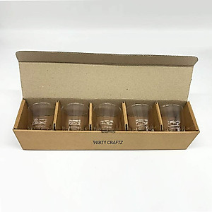 Korean Soju Shot Glass Set – 5 Piece Clear Glasses Heavy Base with Hard Case Cup 1.7 Ounce Dishwasher Safe Clarity Glassware for Whiskey Tequila Sake Vodka Alcohol Liquor Gift Party Decoration