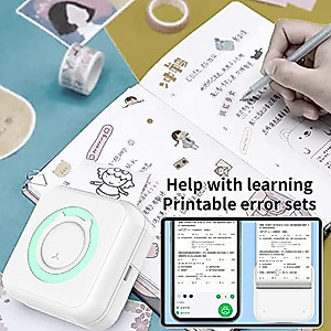 Cuifati Mini Printer Thermal Portable Wireless Bluetooth Label Wrong Question Printing 200dpi Phone Photo Printer (Pink)