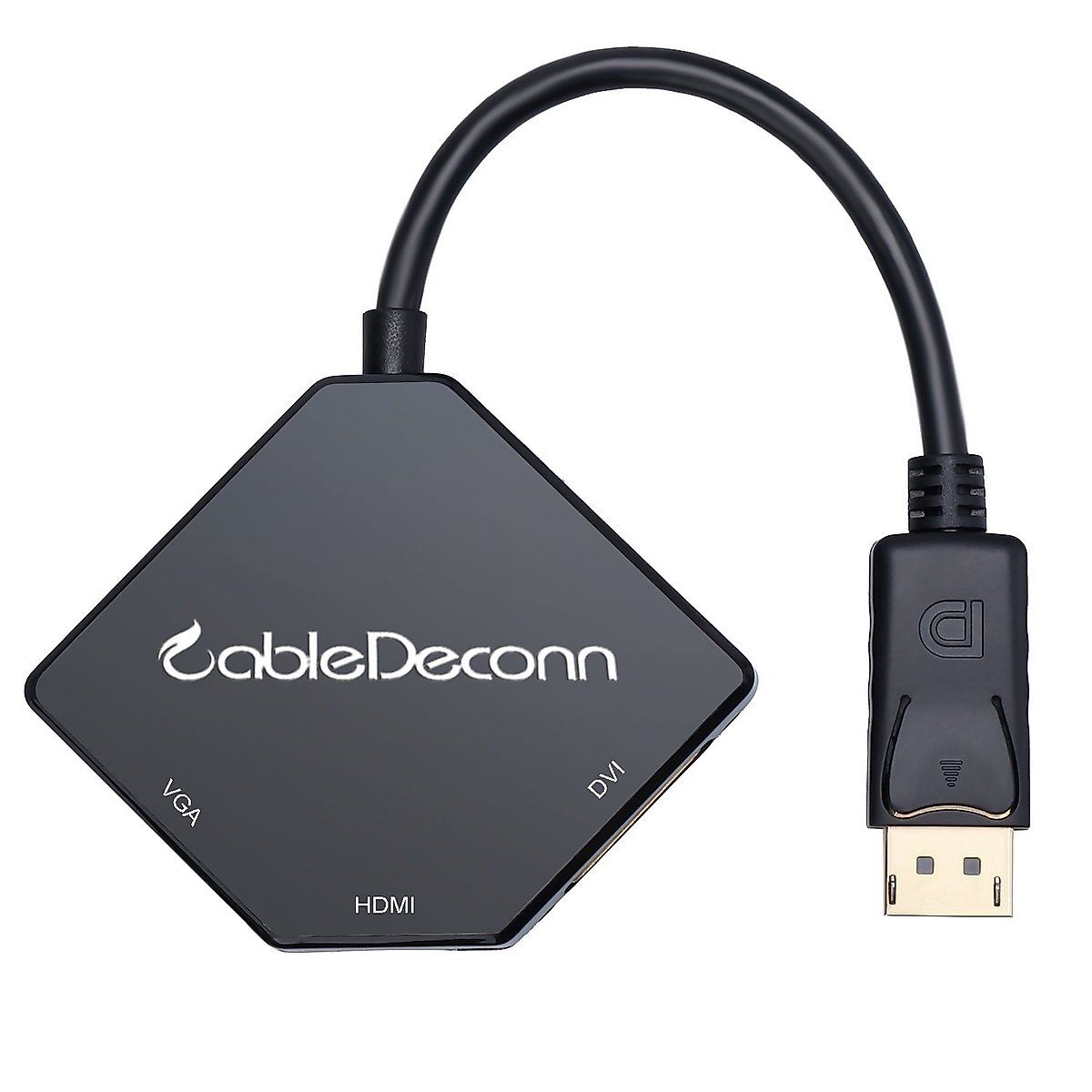 CABLEDECONN Multi-Function Big DisplayPort DP2 to HDMI VGA DVI Cable Converter Adapter