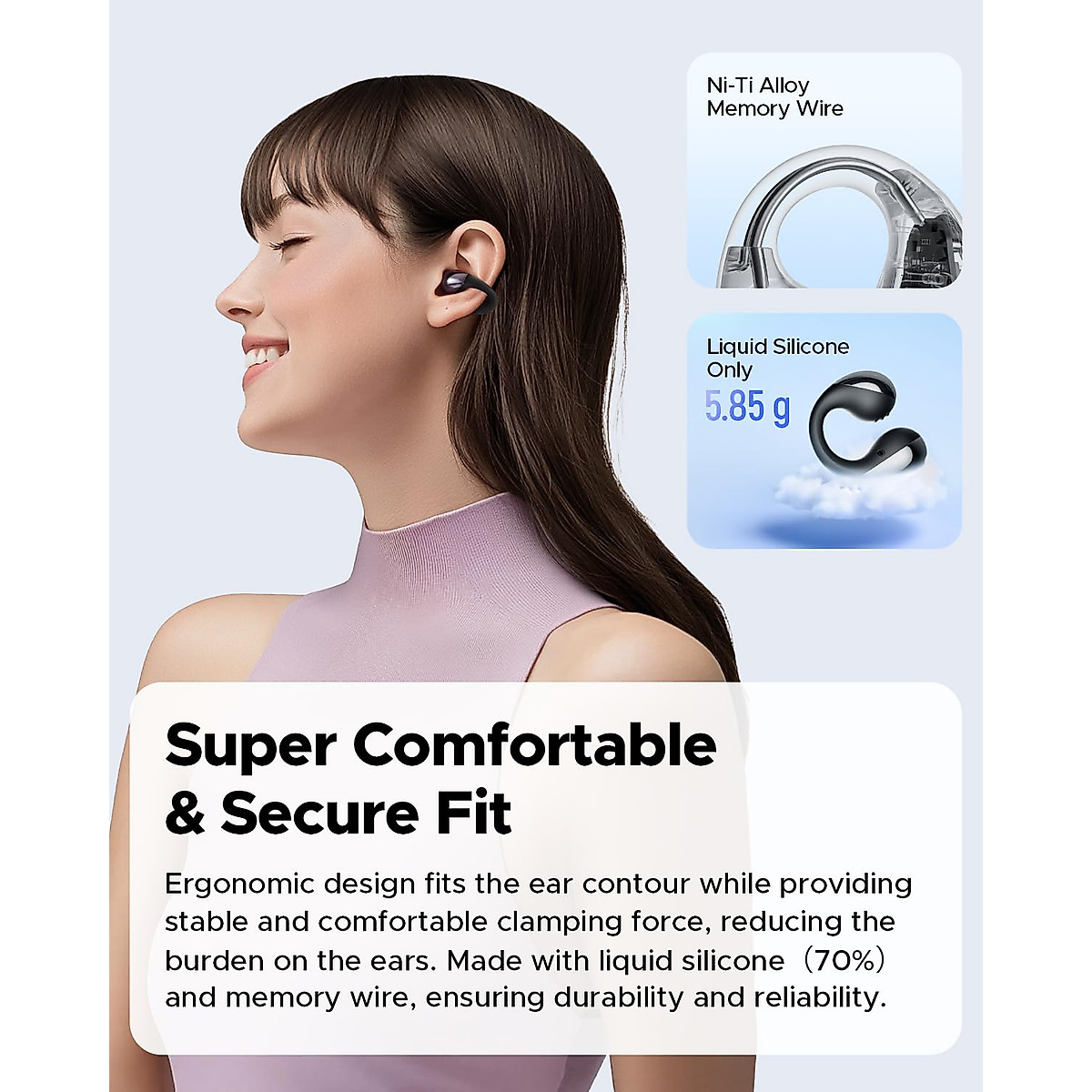 SoundPEATS PearlClip Pro Ear Ultra Open Ear Earbuds Wireless Headphones Bluetooth 5.4 Earphones Clip On Ear Buds with Mic, IPX5 Waterproof, 24 Hrs Play for Running Cycling Fitness