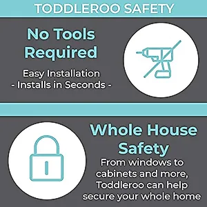Toddleroo by North States Sliding Door & Window Lock | Safely Secure Sliding Window and Doors | No Tools Required | Works on Glass or Wood | Baby proofing with Confidence (1-Count, White)