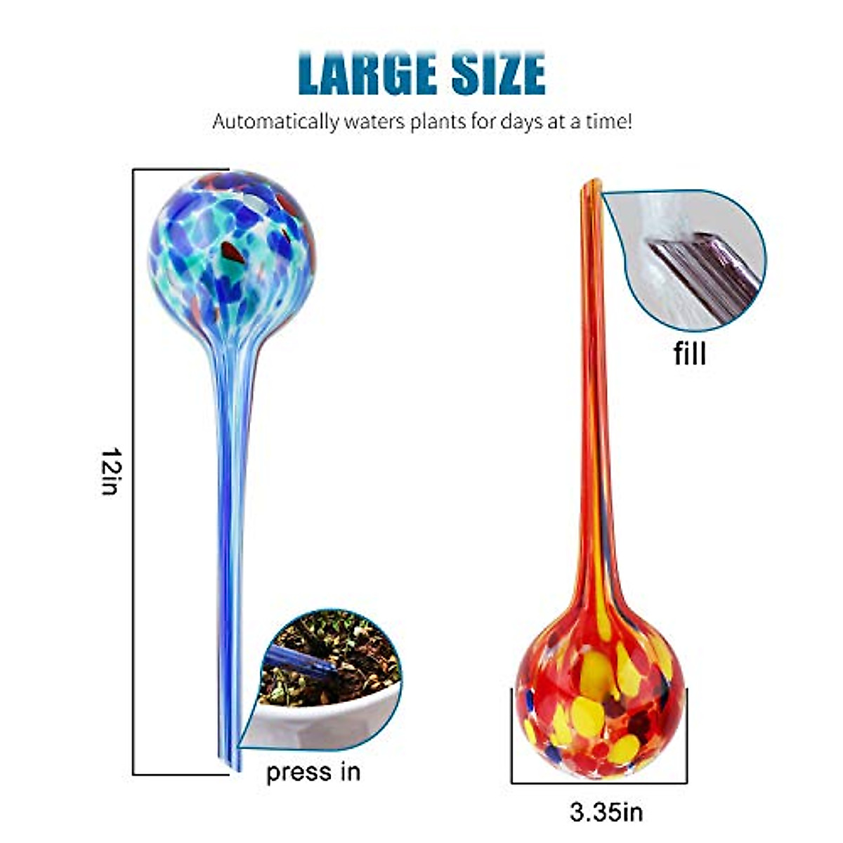 Brajttt Plant Watering Globes, 2 Pieces Automatic Watering Bulbs, Cute Glass Watering Globes with 2 Tags