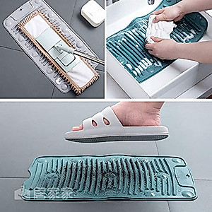 KUWEI Silicone Washboard Small Household Washboard Plastic Multifunctional Folding Mini Laundry Board Portable Creative Household Cleaning Tool(Blue)