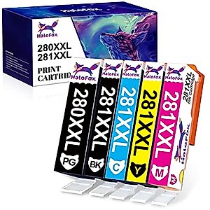 HaloFox Compatible Ink Cartridge Replacement for Canon 280 281 PGI-280XXL CLI-281XXL for Canon Pixma TR8520 TR7520 TR8620 TS6220 TS6320 TS6300 TS6200 TS6120 TS6100 TS9520 TS9521C Printer Ink (5 Pack)
