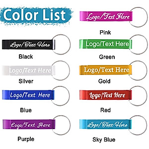100PCS Custom Personalized Bottle Opener Keychain Bulk Engraved with Logo Text for Men Women,Customized Metal Aluminum Bottle Opener Keychains Wedding Party Favors Gifts