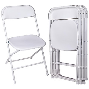 Signature Folding Plastic Chair with 500-Pound Capacity, White, 6-Pack