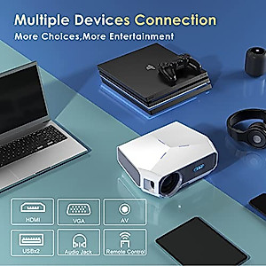 XGODY Portable Projector A4300 Native 1080P HD Projector 9200L 5G WiFi Projector Bluetooth Home Theater Video Projector with Storage Bag Remote Control Support HDMI, VGA, USB, Phone Mirror Link White