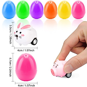 Evoio 12 Pack Easter Eggs Prefilled with Pull Back Cars, Mini Little Vehicles Car Toys for Easter Party Favors, Easter Basket Stuffers, Easter Egg Pinata Fillers, Goodie Bags Fillers, Classroom Prizes