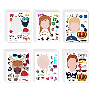 36 Pieces Sticker Sheet, Sticker Packs Kids, Princess Stickers for Kids, Make a Face Stickers Sheets, Make Your Own Sticker, Party Game Stickers DIY Activities Stickers for Kids Ages 4-8