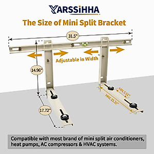 Yarssihha Mini Split Wall Mounting Bracket for Universal 7000-24000 BTU Ductless Air Conditioners Heat Pumps, Outdoor Heavy Duty Adjustable Wall Mount AC Bracket, Max Load: 260LBS