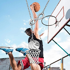 FUSTMW Basketball Necklace Basketball Hoop Pendant Basketball Lover Players Gifts Basketball Jewelry Team Gifts (Basketball Y Necklace)